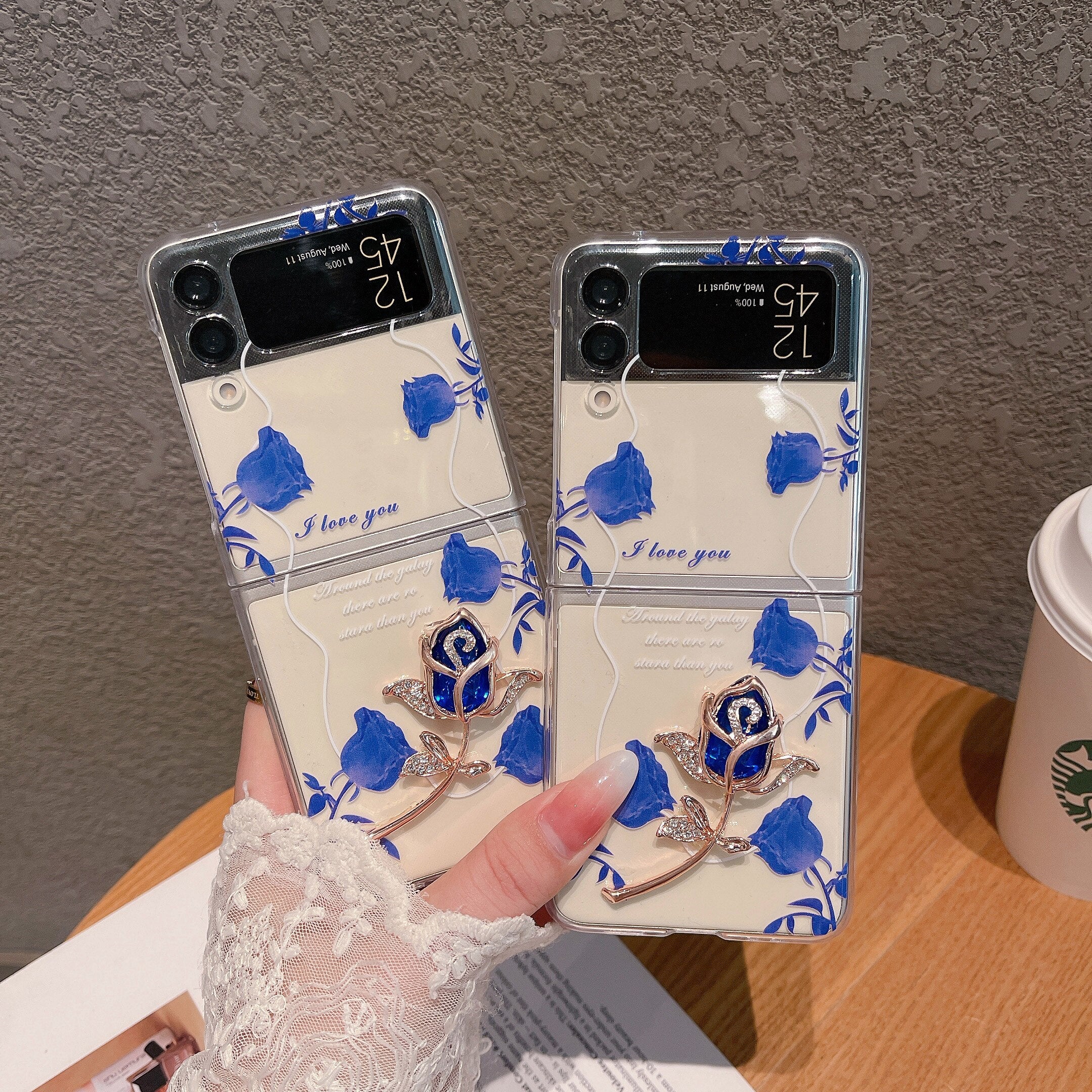 Painted 3D Blue Rose Case for Samsung Galaxy Z Flip 3 & 4 – The Z Flip Case